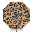 Brown Leopard Print Pattern Umbrella Folding Sun Umbrella Travel Auto ...