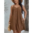 Brown Leopard Print Sleeveless Button-Front A-Line Sundress With ...