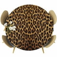 Brown Leopard Print Table Cloth, Round Fitted Tablecloths with Elastic ...