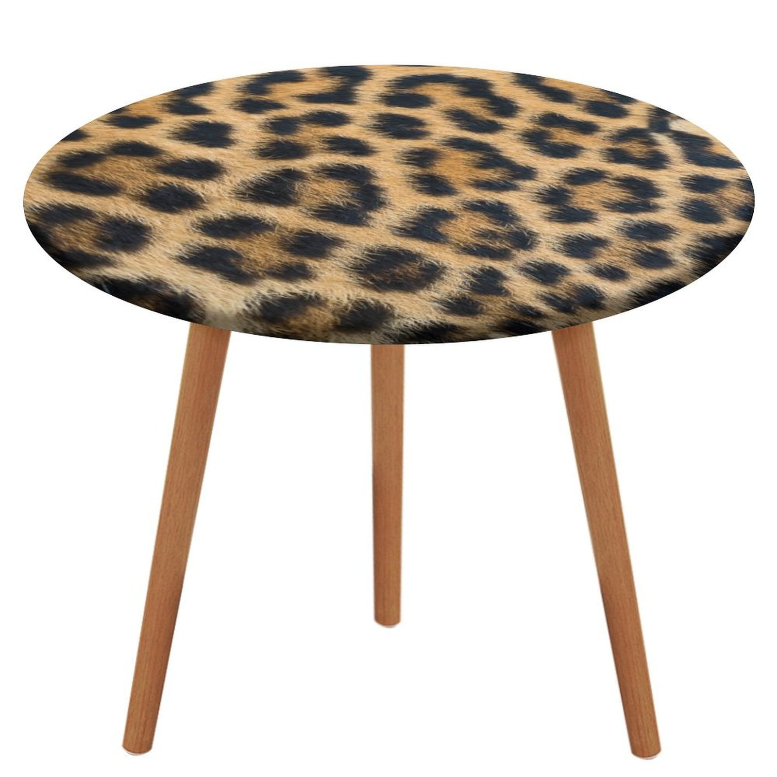 Brown Leopard Print Tablecloth Round Elastic Fitted Waterproof Table ...