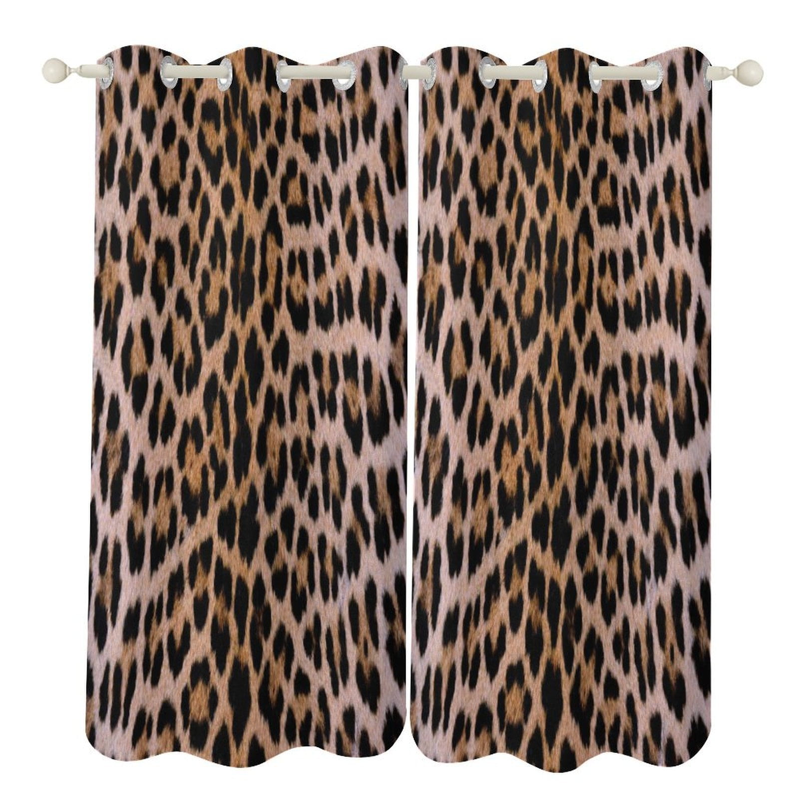 Brown Leopard Print Window Blackout Curtain 3d Printed Blackout Curtain ...