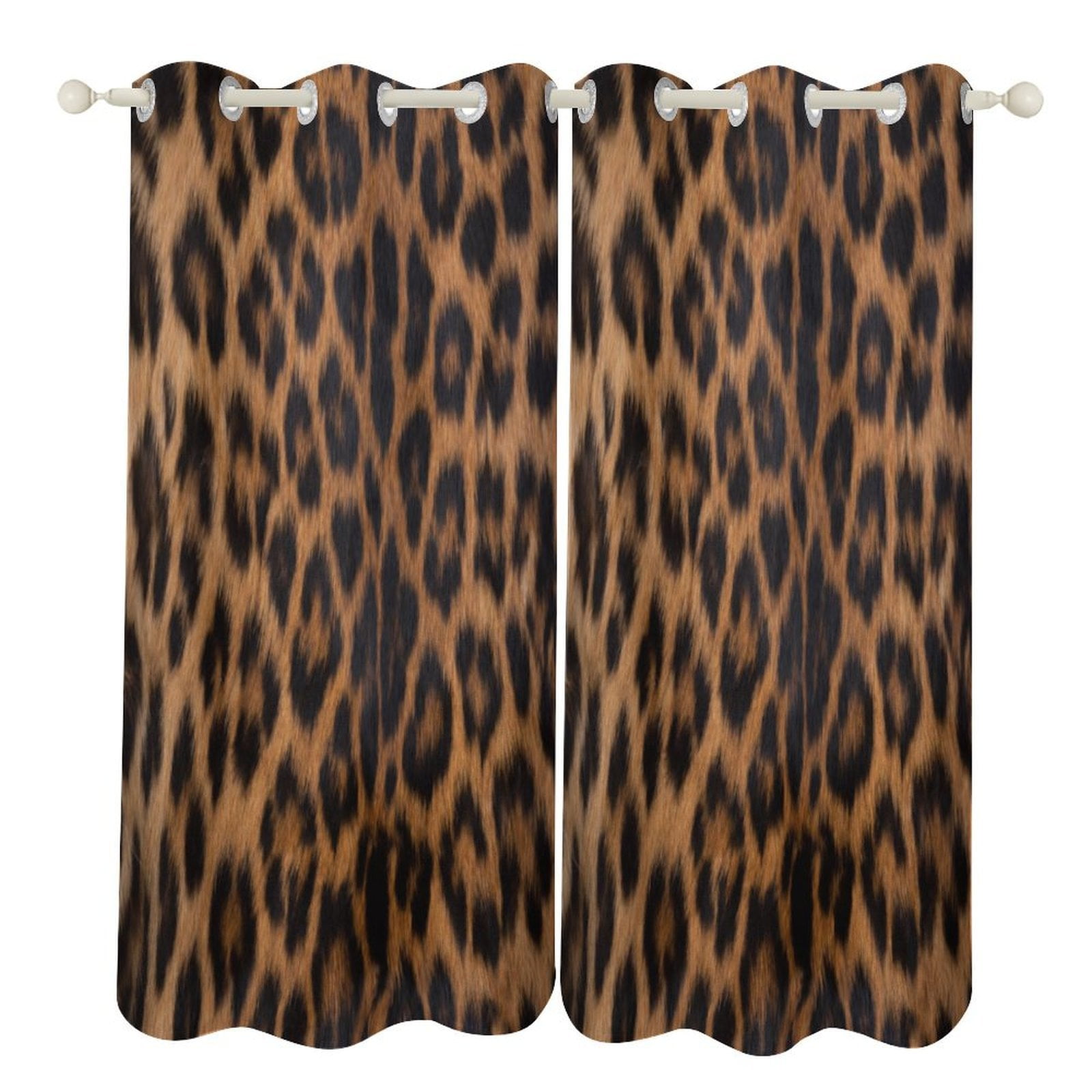 Brown Leopard Print Window Blackout Curtain 3d Printed Blackout Curtain ...
