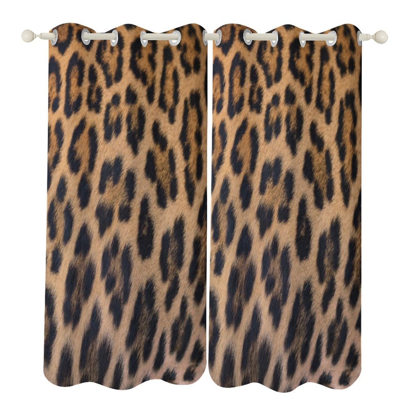 Brown Leopard Print Window Blackout Curtain 3d Printed Blackout Curtain ...