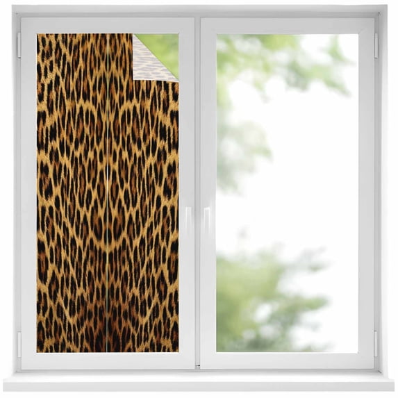 Brown Leopard Print Window Privacy Film, Classic Abstract Animal ...