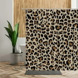 Brown Leopard Printed Shower Curtain Bathroom Curtains Waterproof ...