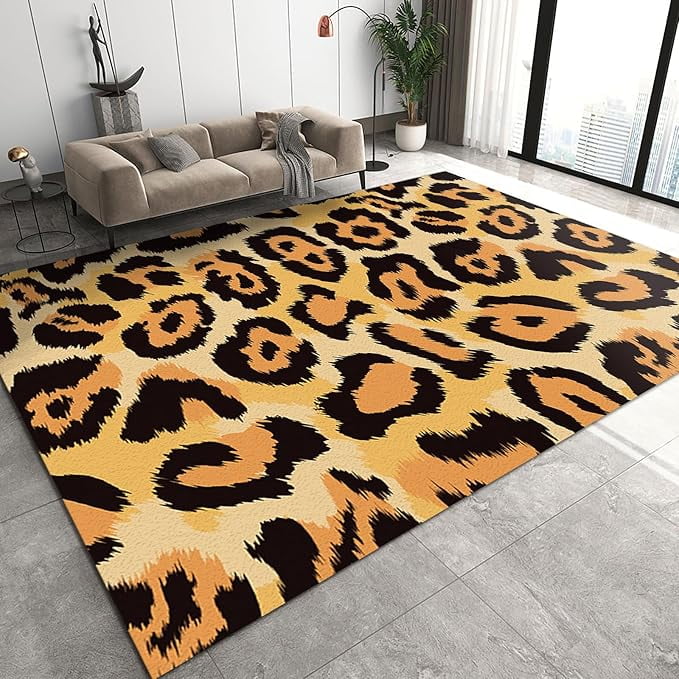 Brown Leopard Skin Pattern Area Rug, Spotted Animal Texture Background ...