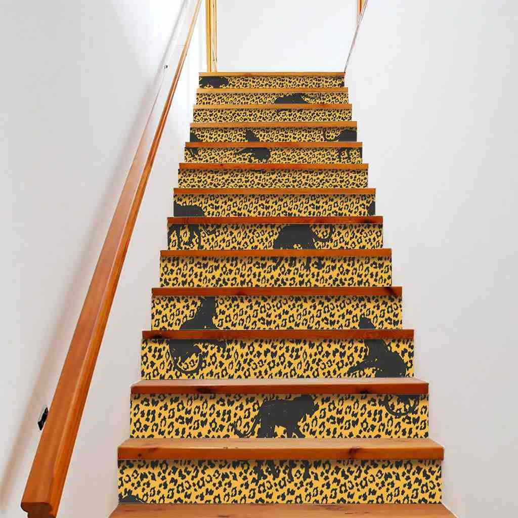 Brown Leopard Stair Stickers Self-adhesive Panther Stair Riser Decals ...