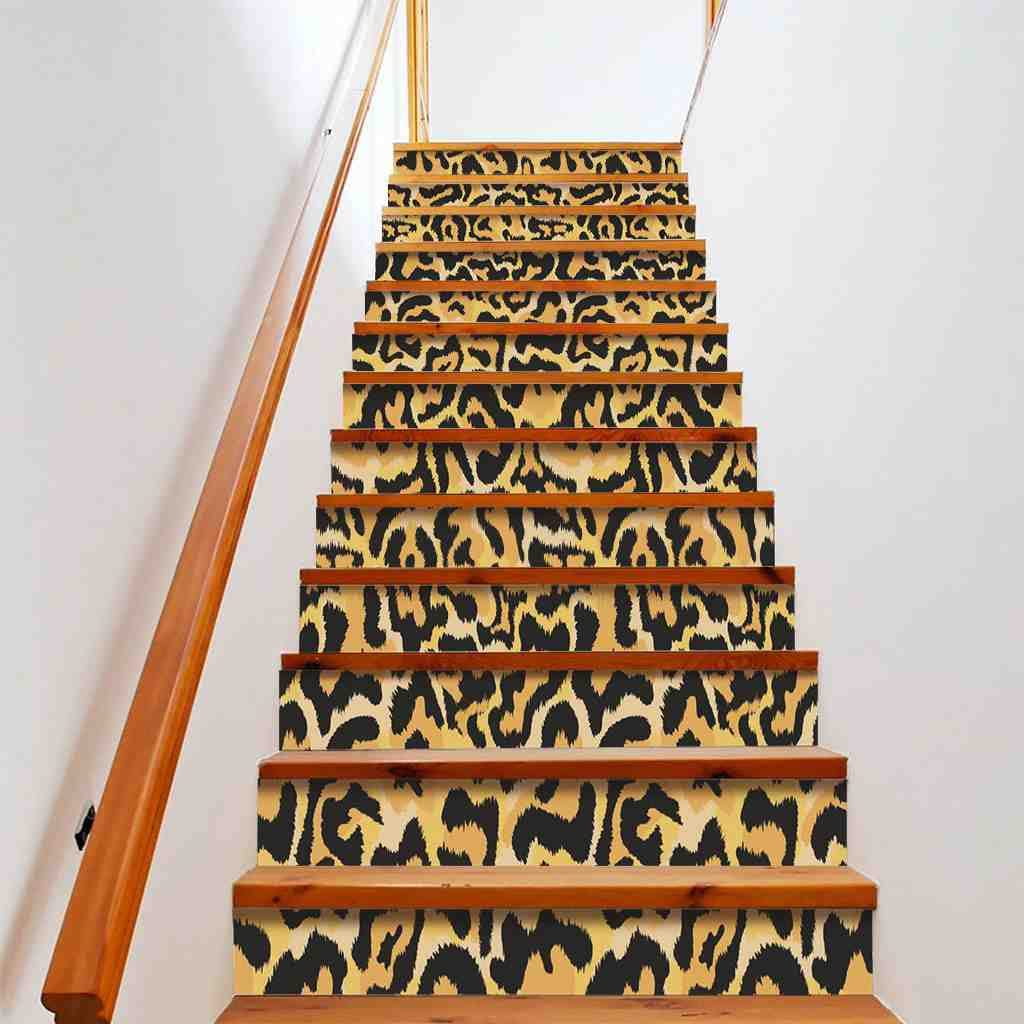 Brown Leopard Stair Stickers Self-adhesive Panther Stair Riser Decals ...