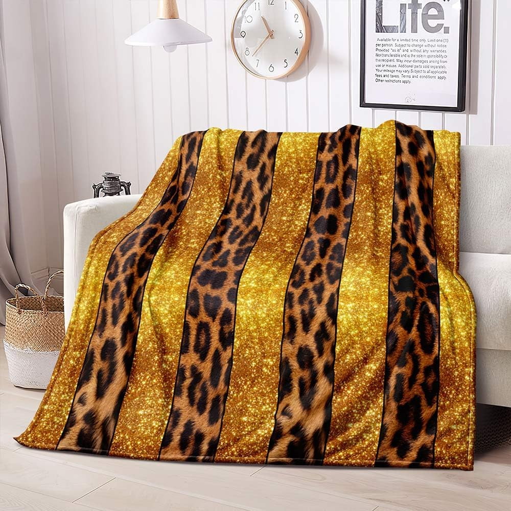 Brown Leopard Throw Blanket, Luxury Sparkle Gold Glitter Blanket ...