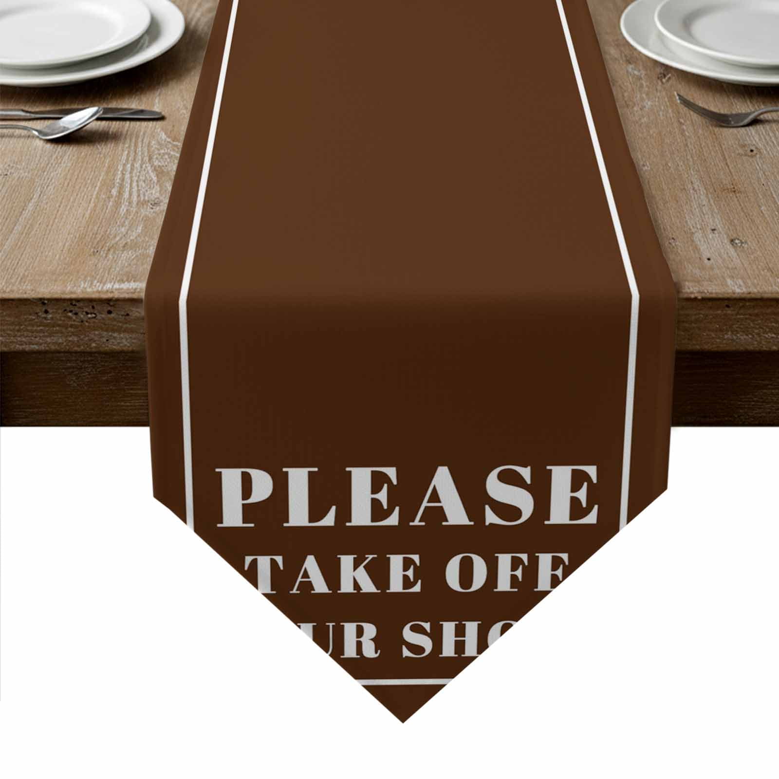 Brown Letter Table Runner Linen Burlap Table Runner 72 Inches Long ...