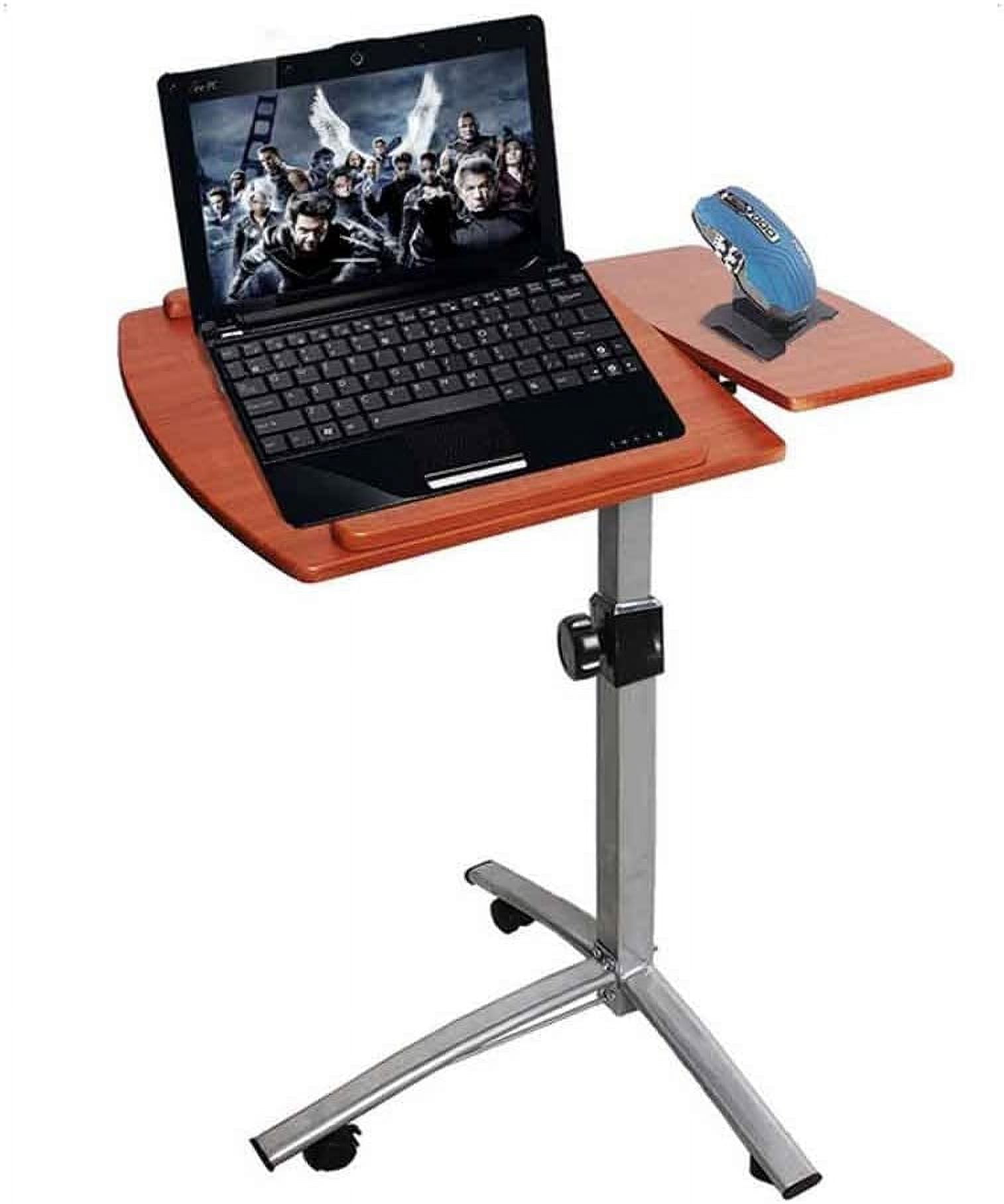 Brown Lifting Computer Desk Mobile Standing Laptop Sit or Stand on 3 ...