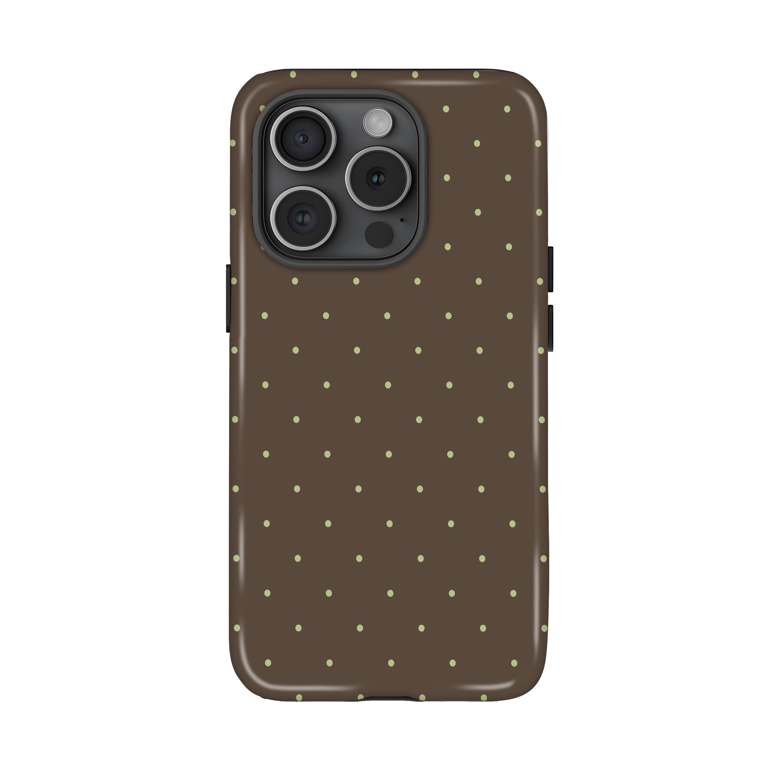Brown Light Green Polka Dot Retro Minimal Phone Case with iPhone 17 ...