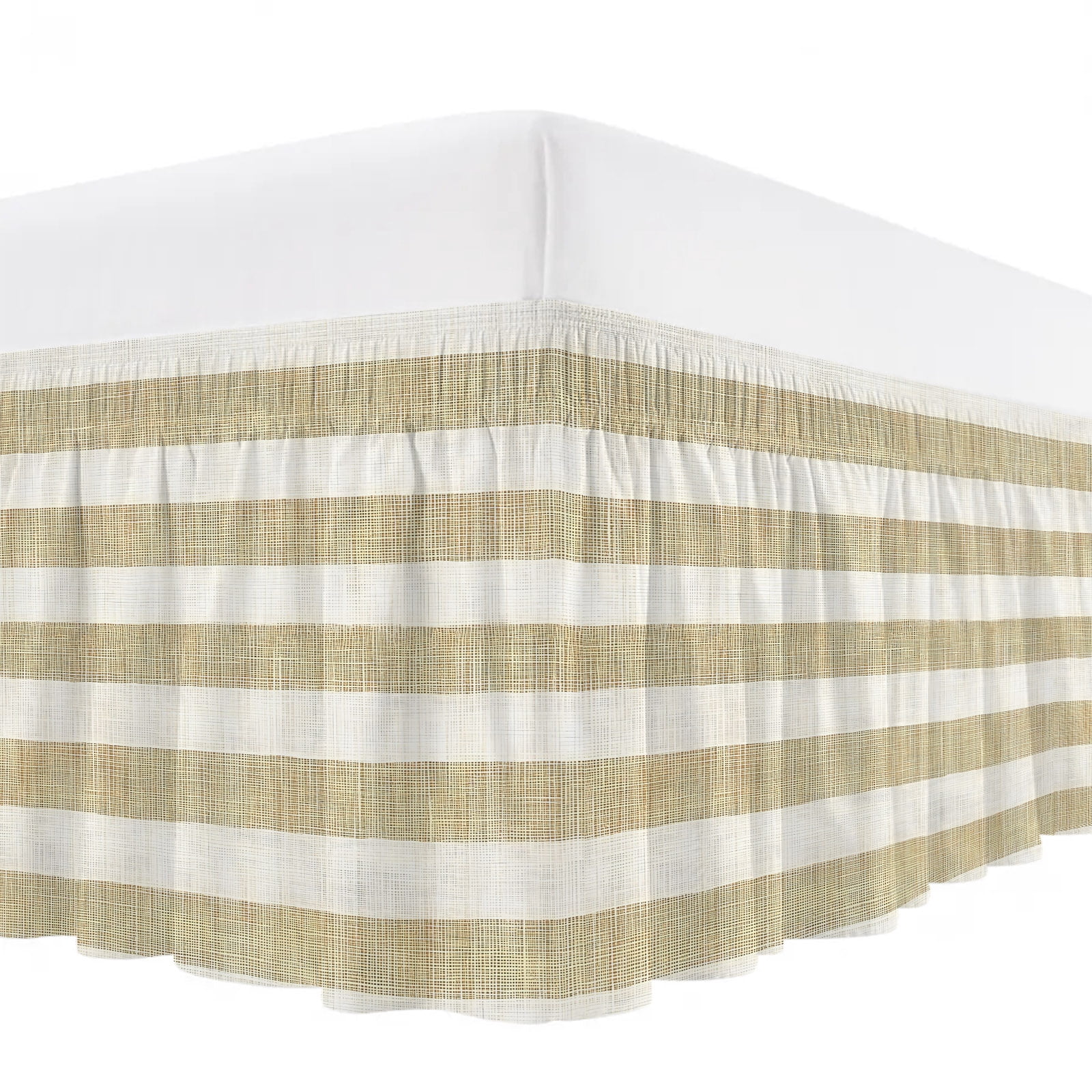 Brown Linen Stripes Bed Skirt Bed Skirts King Size 18 Inch Drop ...