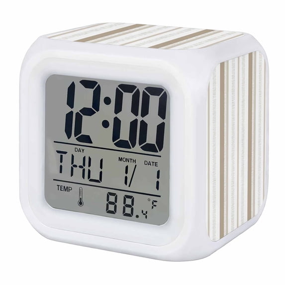 Brown Lines Digital Alarm Clock for Bedrooms, Smart LED Alarm Clock ...