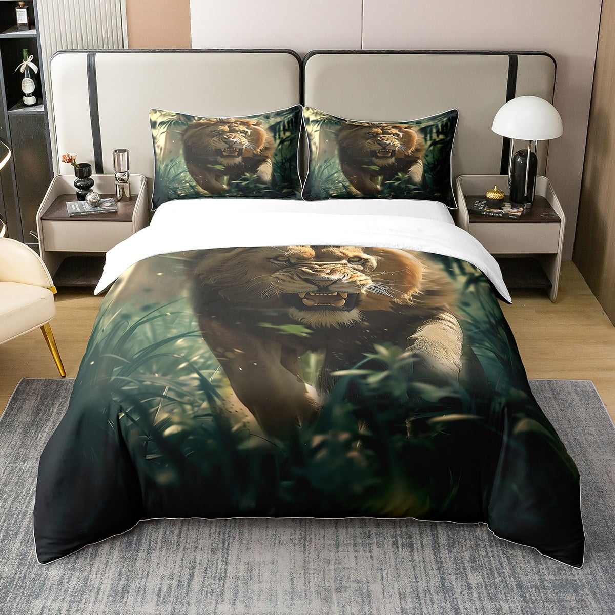 Brown Lion 100% Organic Cotton Duvet Cover King 3D Lion Comforter Cover ...