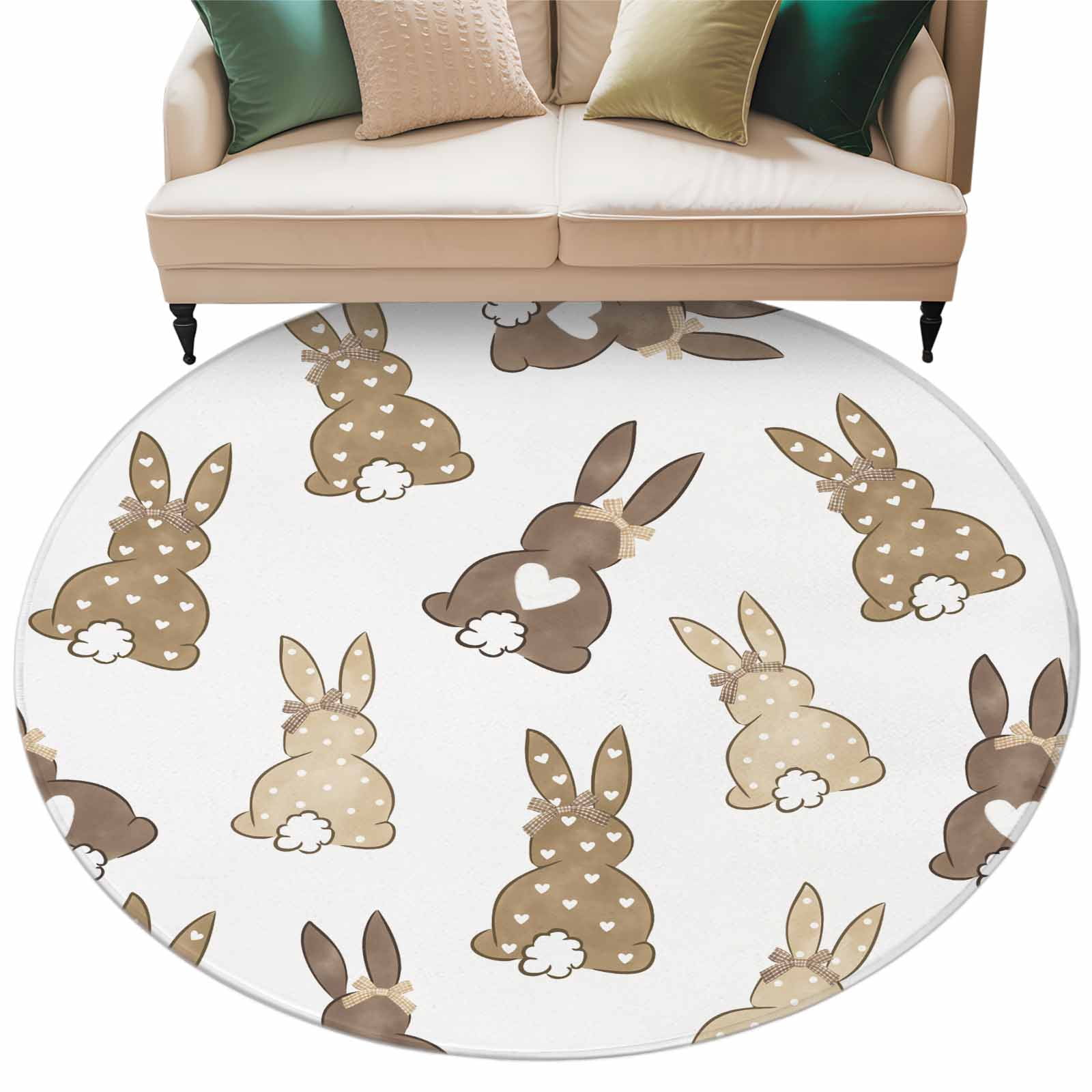 Brown Love Heart Bunny Large Area Rugs for Bedroom Living Room, Soft ...