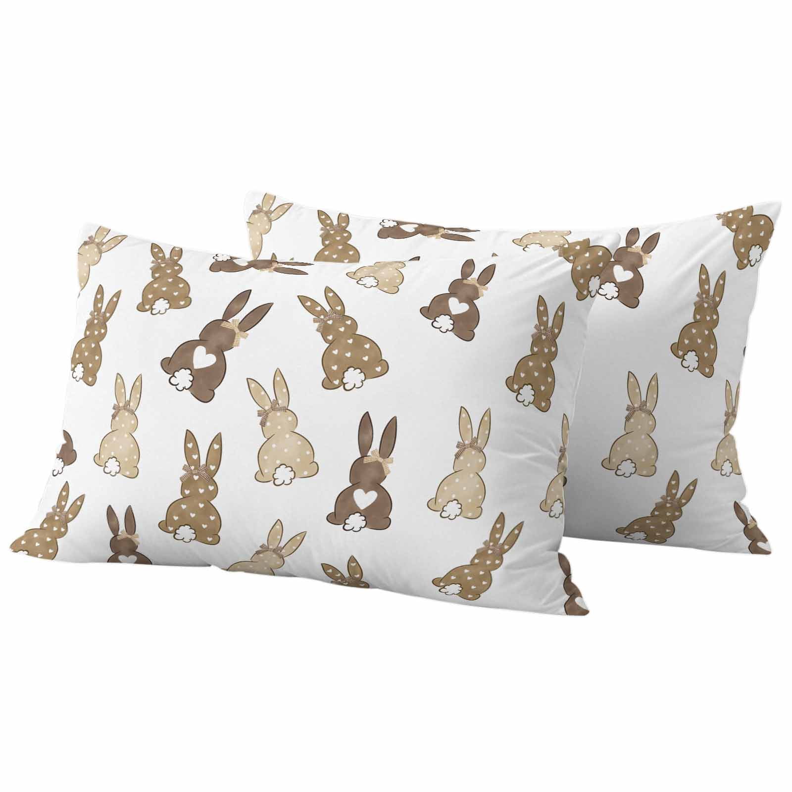 Brown Love Heart Bunny Outdoor Waterproof Pillow Covers, Polka Dot ...