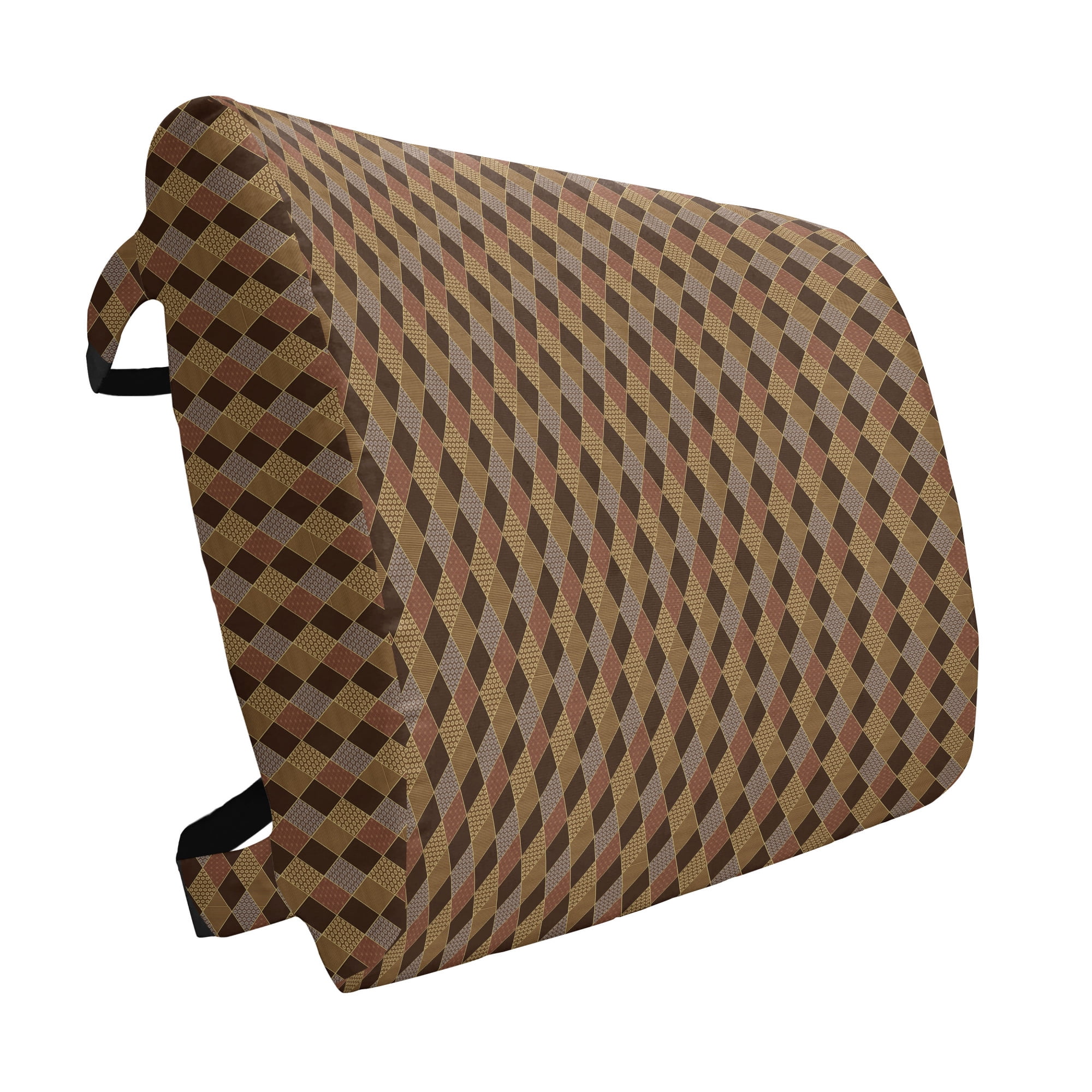 Brown Lumbar Pillow, Lozenge Pattern in Patchwork Style Classical Old ...