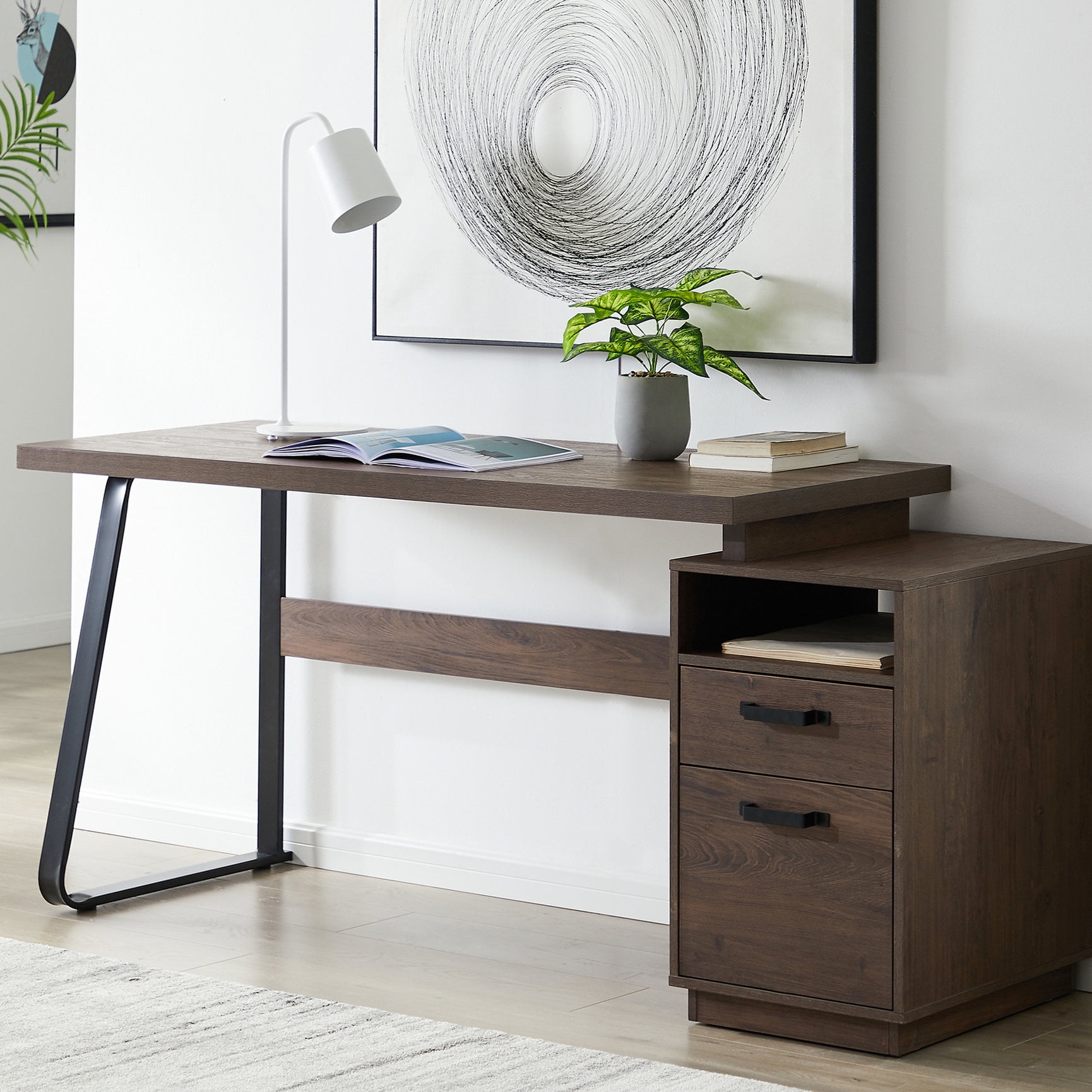 Brown MDF Desk with Drawers - Stable and Stylish for Home Use - Walmart.com