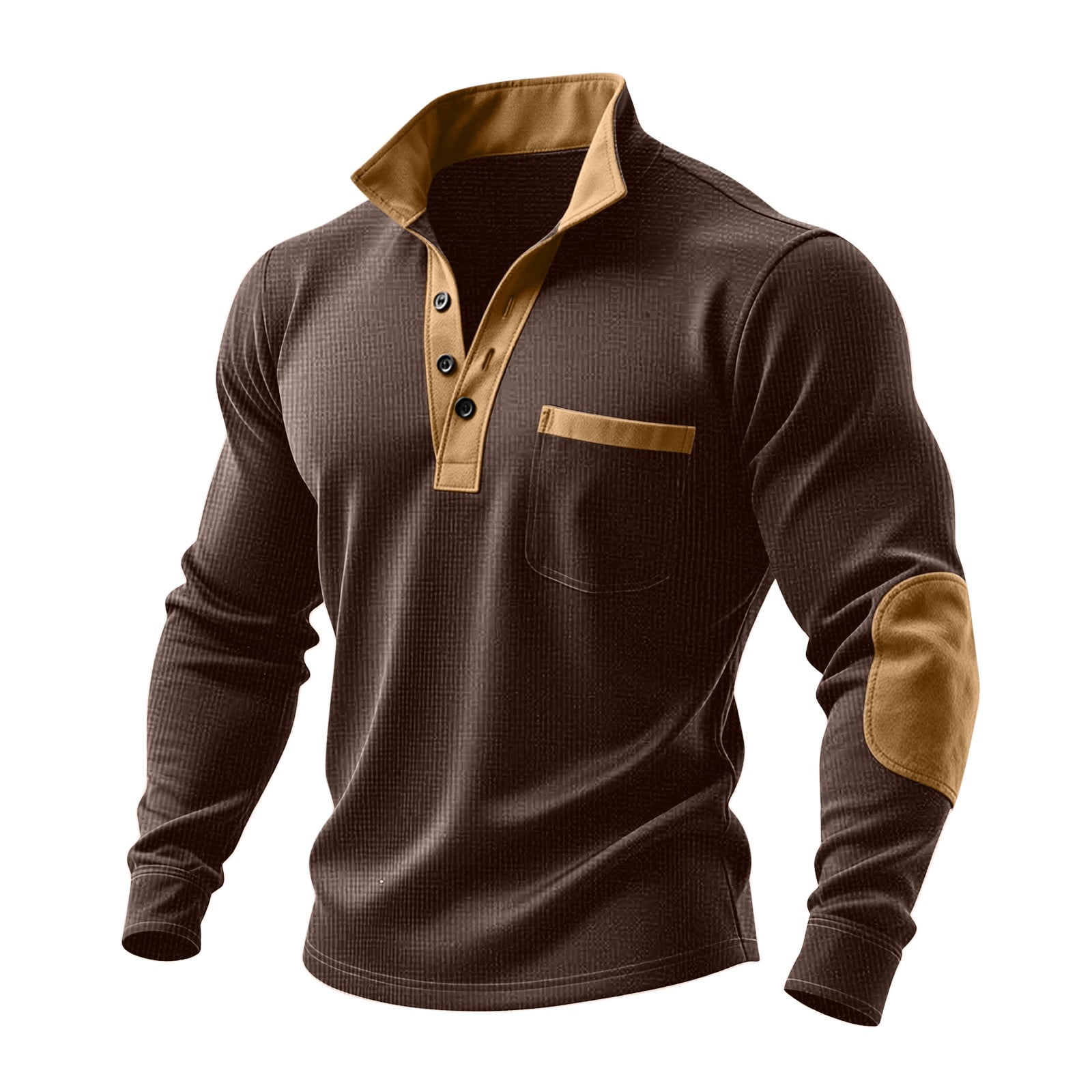 Brown Man Long Sleeve T Shirts Tops Tee for Mens Turtleneck Track ...