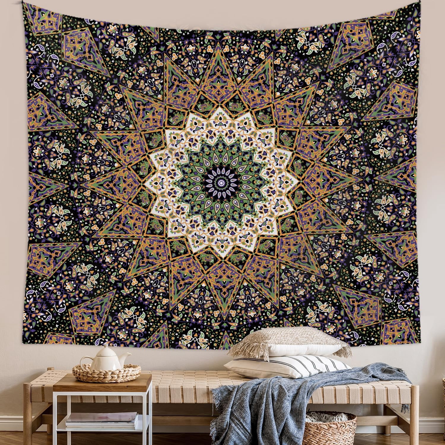 Brown Mandala Tapestry Wall Hanging Indian Hippie Wall Decor Vintage ...