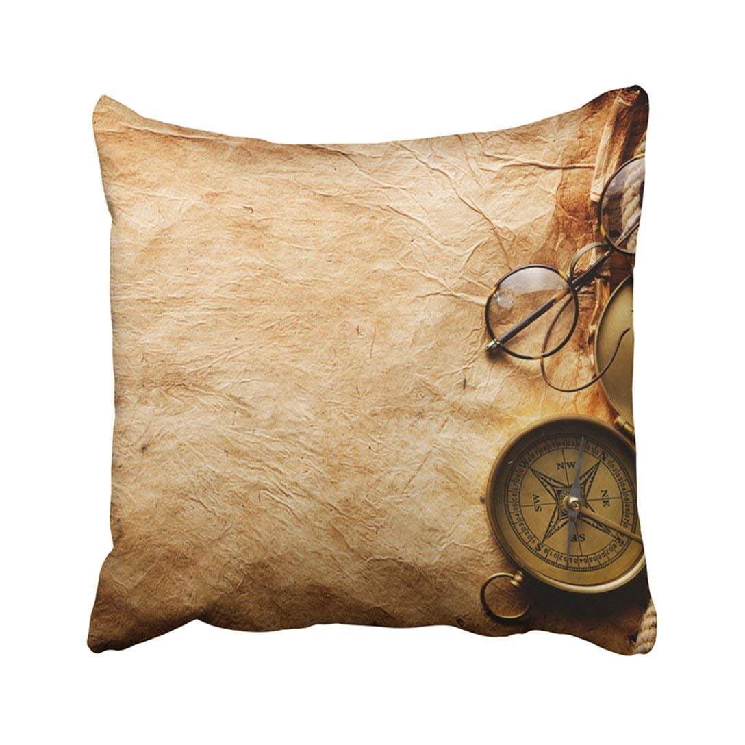 Brown Map Compass Rope And Glasses On Old Parchment West World Antique ...