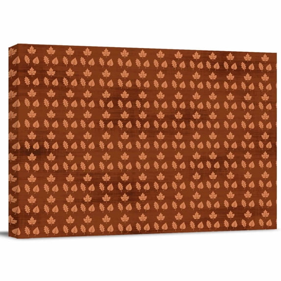 Brown Maple Leaves Canvas Print Wall Art, Tiny Orange Leaf Stripes ...