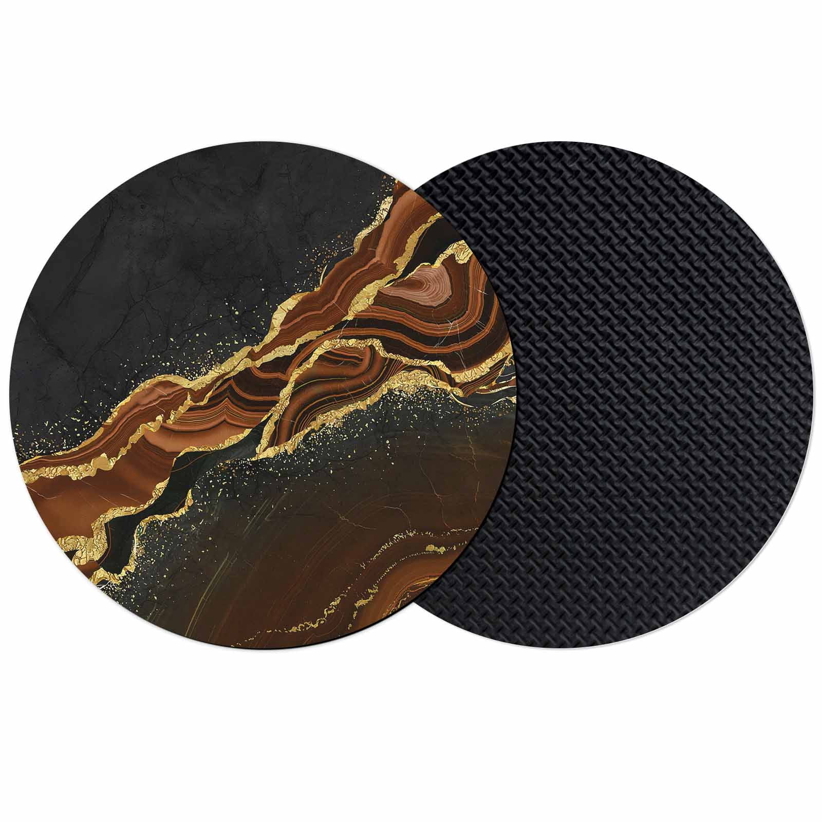 Brown Marble Coasters Set of 2, Gold Abstract Vintage Modern Ombre Art ...