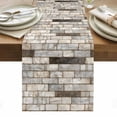 Brown Marble Cotton Linen Table Runner Country Vintage Stone Wall ...