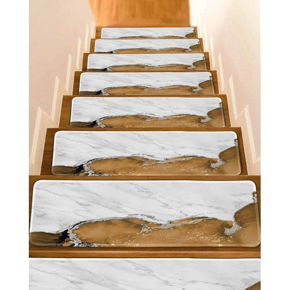 Brown Marble Crack Non-Slip Stair Treads for Wooden Steps, 10 Pack ...