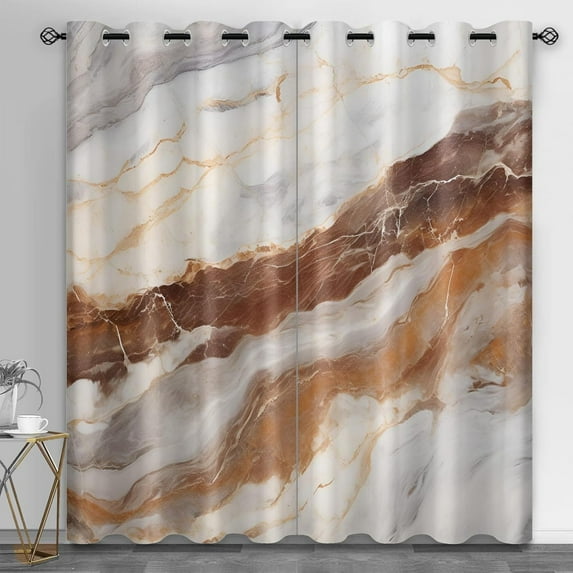 Brown Marble Curtains, Abstract Marble Blackout Curtains, Modern ...