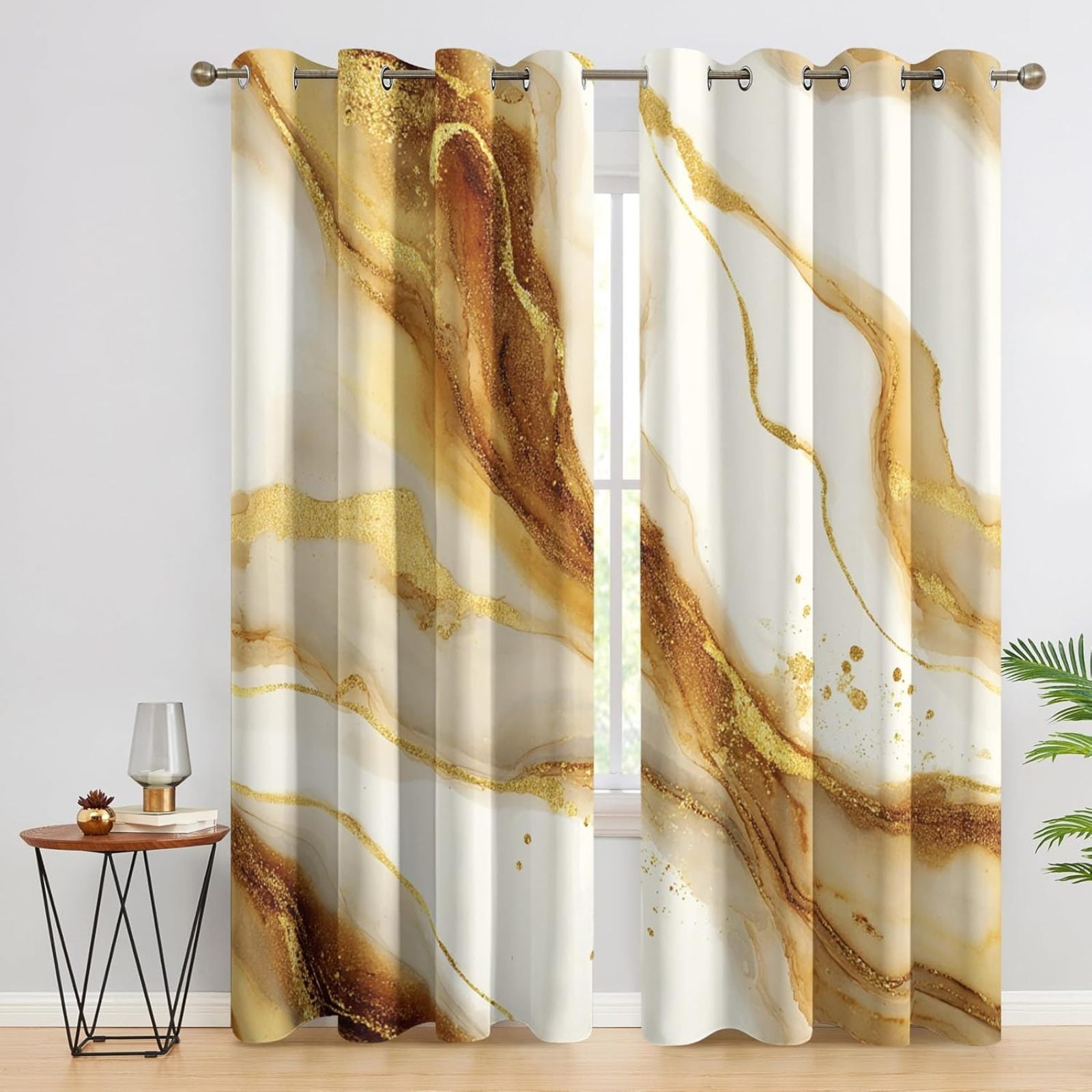 Brown Marble Curtains For Living Room, Modern Abstract Pattern Design ...