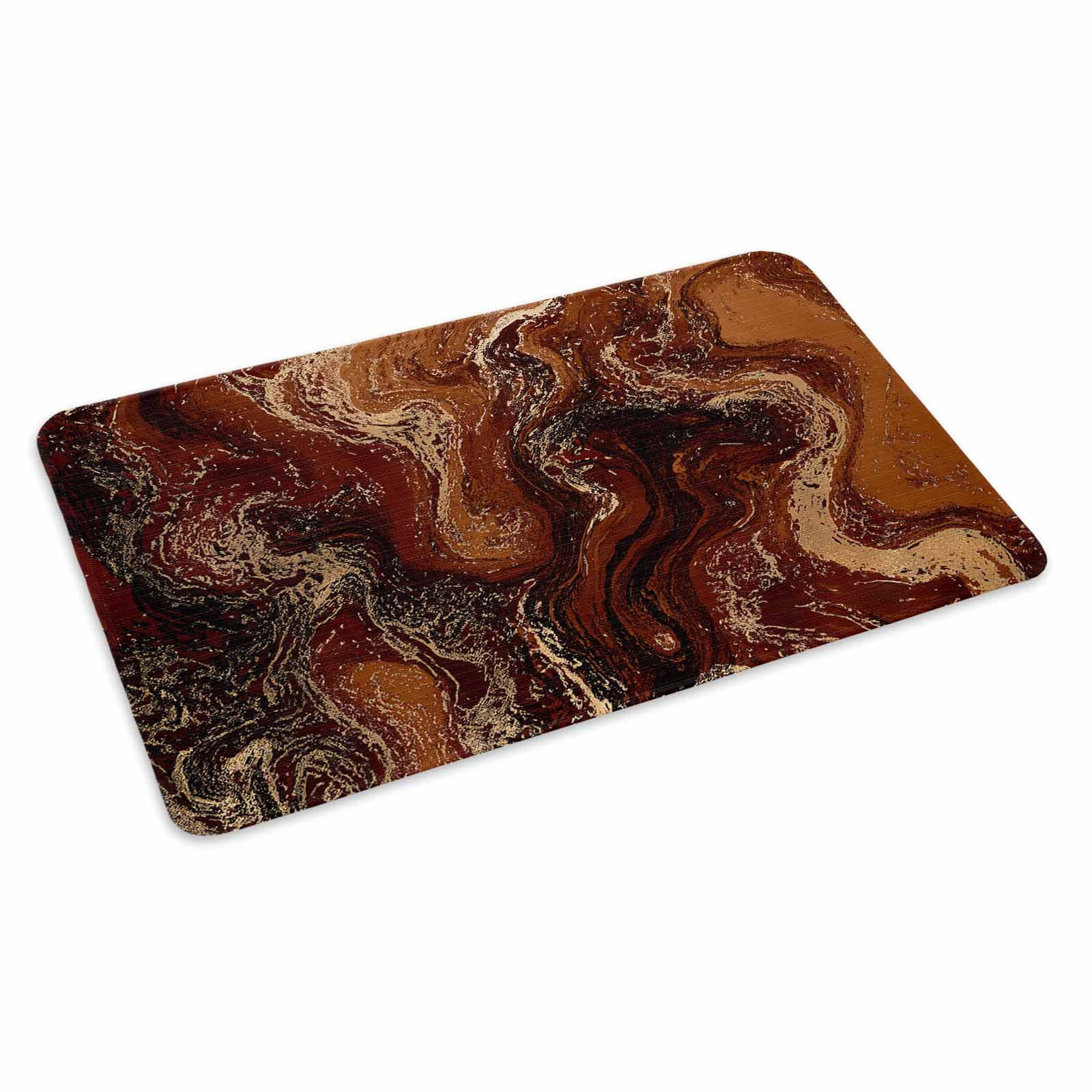 Brown Marble Doormat Outdoor Entrance 24"x36", Ombre Abstract Striped ...