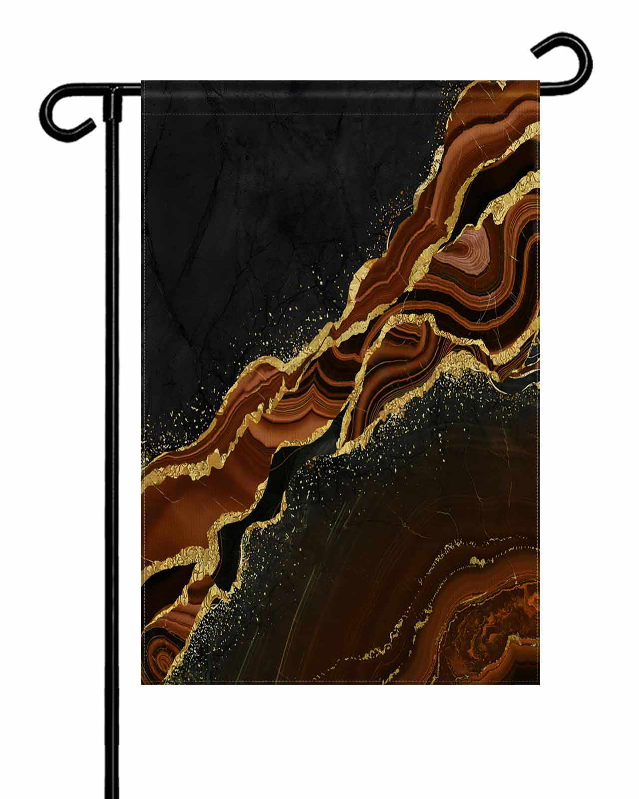 Brown Marble Garden Flags 28x40 Double Sided Outside Decoration Gold ...