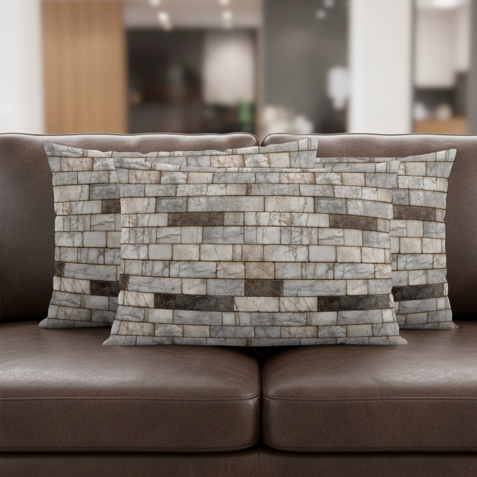 Brown Marble Pillow Covers Set of 4, Country Vintage Stone Wall Marble ...
