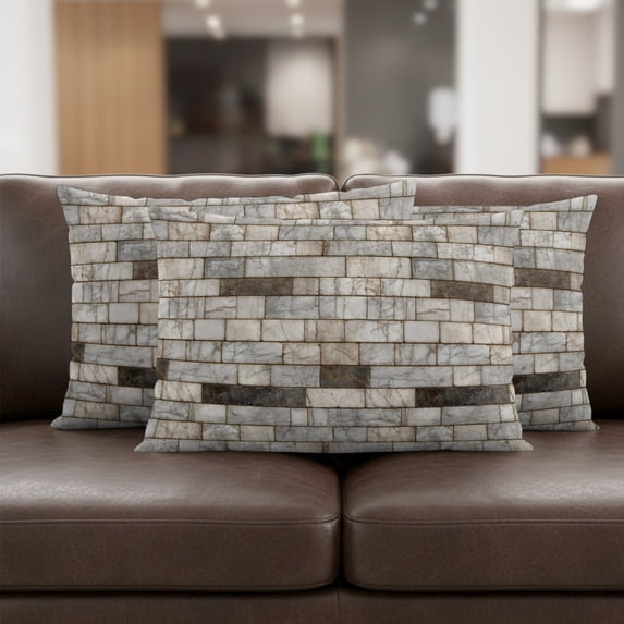 Brown Marble Pillow Covers Set of 4, Country Vintage Stone Wall Marble ...