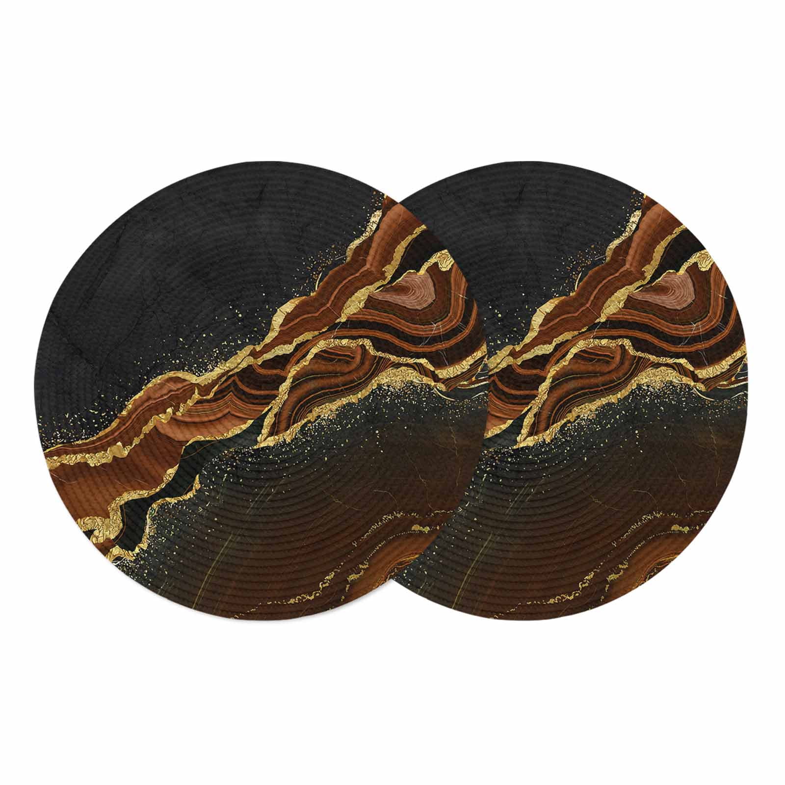 Brown Marble Round Placemats Set of 2, Braided Polypropylene Place Mats ...