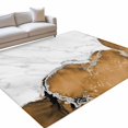 Brown Marble Texture Area Rug, Abstract Retro Wave Non-Slip Felt Rubber ...