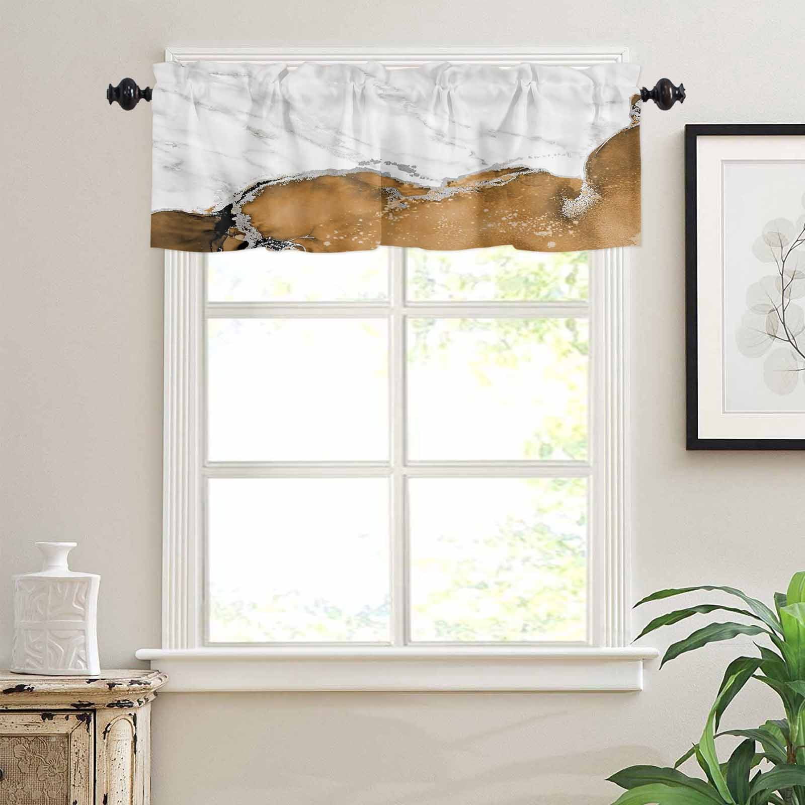 Brown Marble Texture Window Valances for Kitchen, Abstract Art Pattern ...