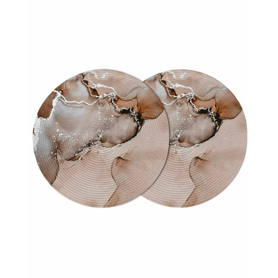 Brown Marble Textured Round Table Placemats set of 2, Abstract Ocean ...