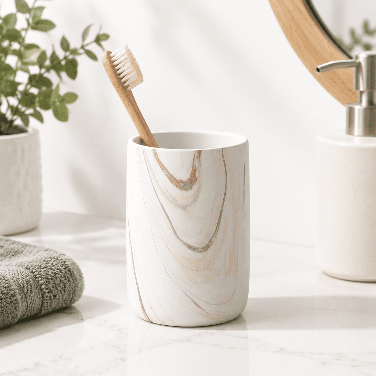 Brown Marble Toothbrush Holder - Ceramic For Bathrooms Holders Bathroom ...