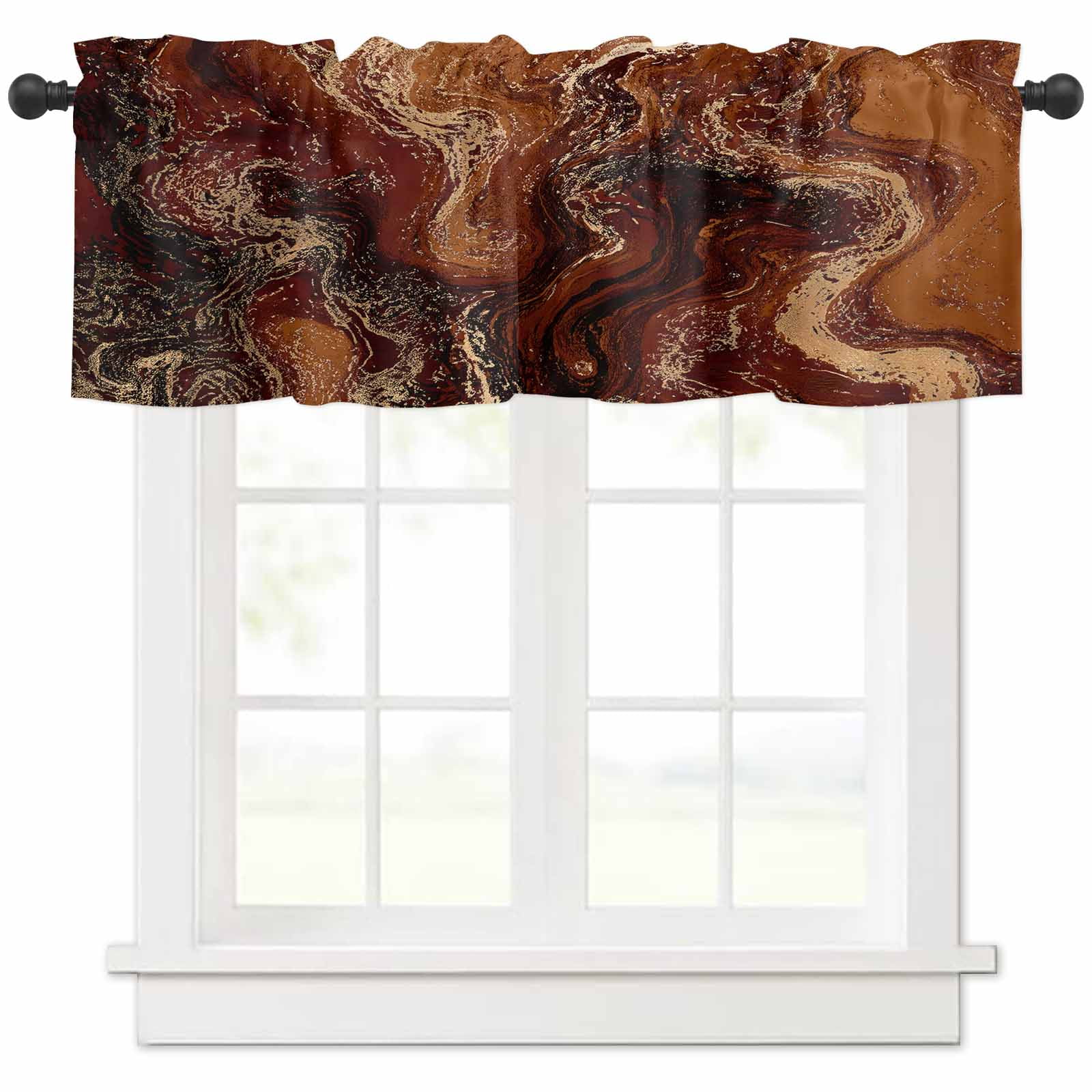 Brown Marble Valances for Windows Farmhouse Kitchen Curtains Valances ...