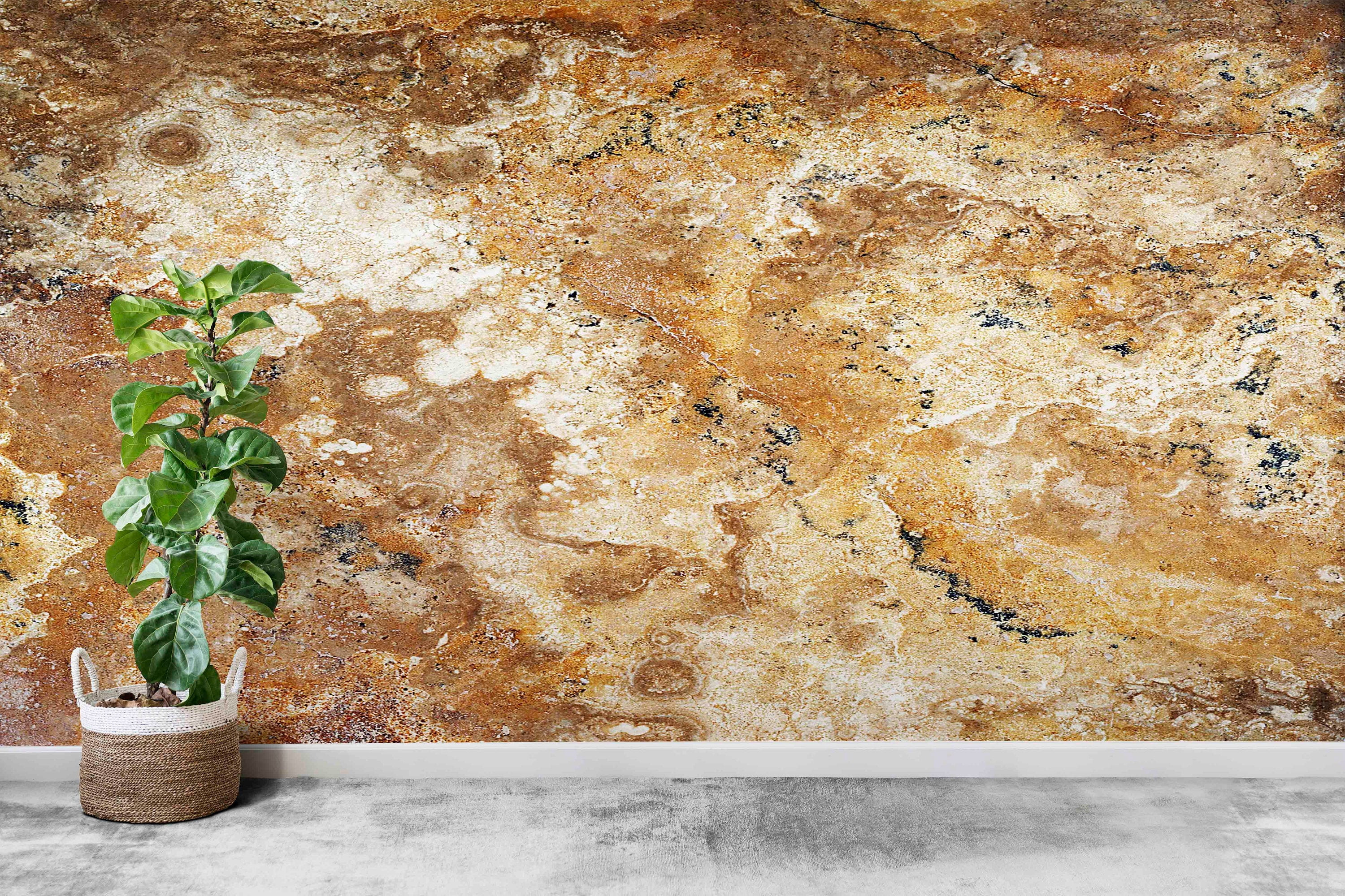Brown Marble Wall Decor, Brown Wallpaper, Custom Wallpaper, Modern ...