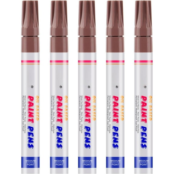 Brown Markers, 5 Oil-Based Quick Dry Permanent Pen Set for Rocks ...