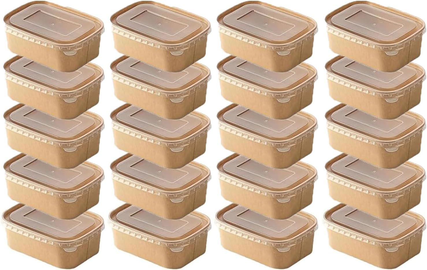 Brown Meal Prep Containers with Lids, 17oz/25oz/34oz Kraft Paper Meal ...