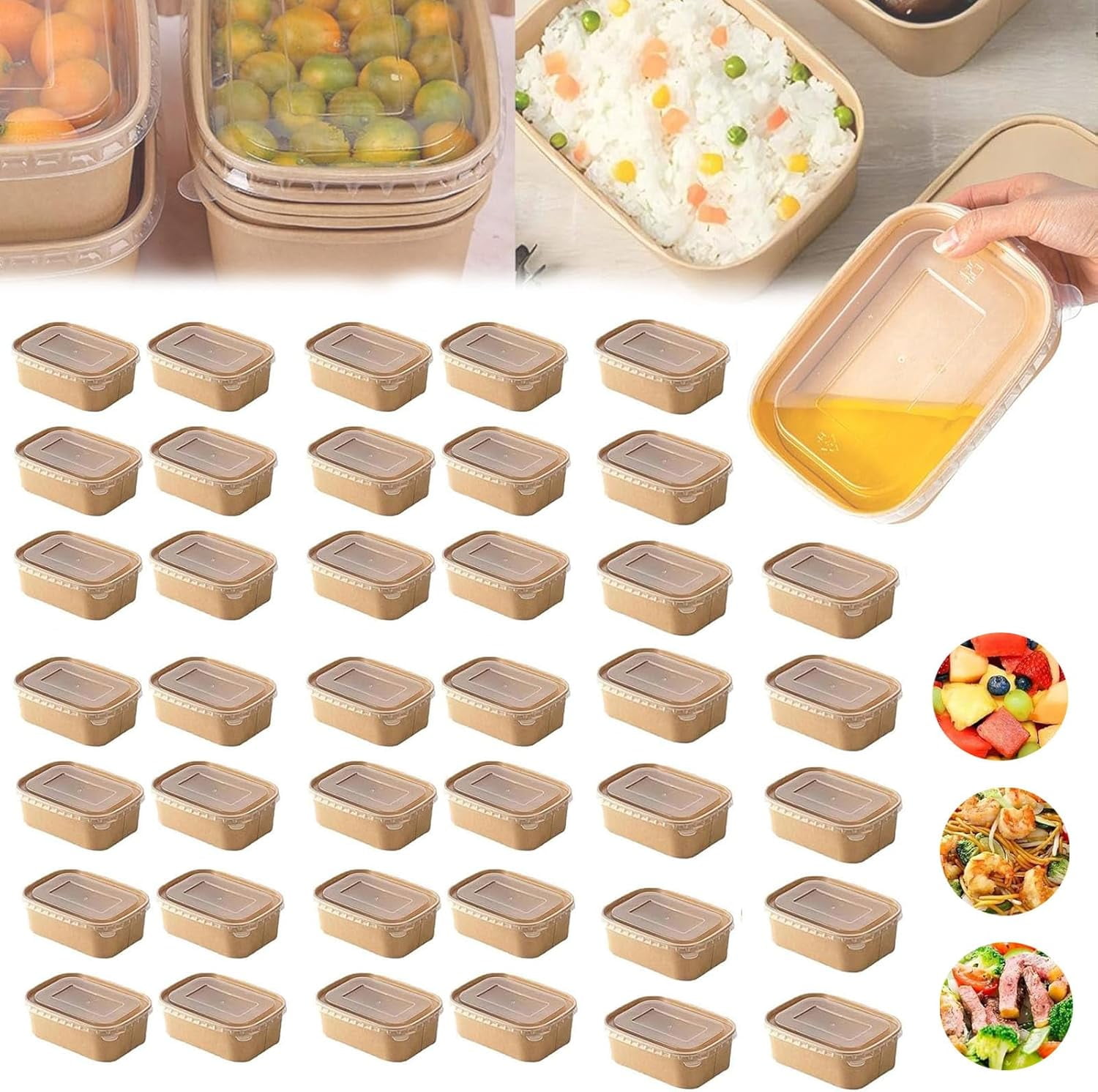 Brown Meal Prep Containers with Lids, Freezer Meal Prep Containers ...