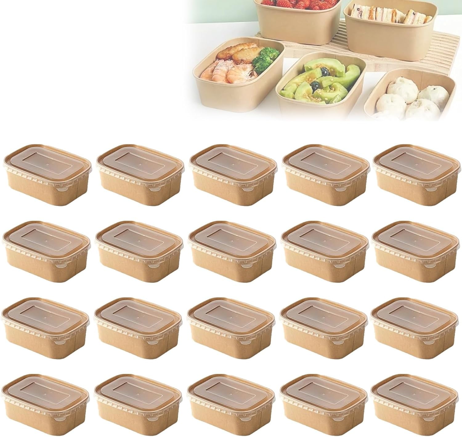 Brown Meal Prep Containers with Lids, Freezer Meal Prep Containers Disposable, Rectangle Food ...