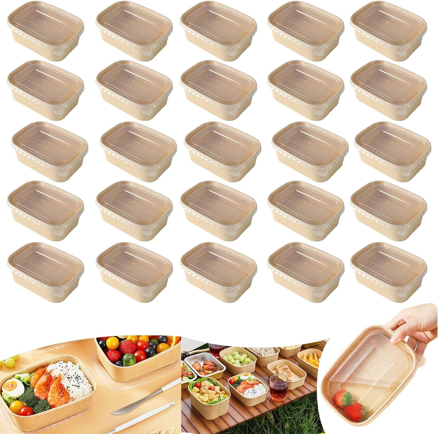 Brown Meal Prep Containers with Lids, Freezer Meal Prep Containers ...