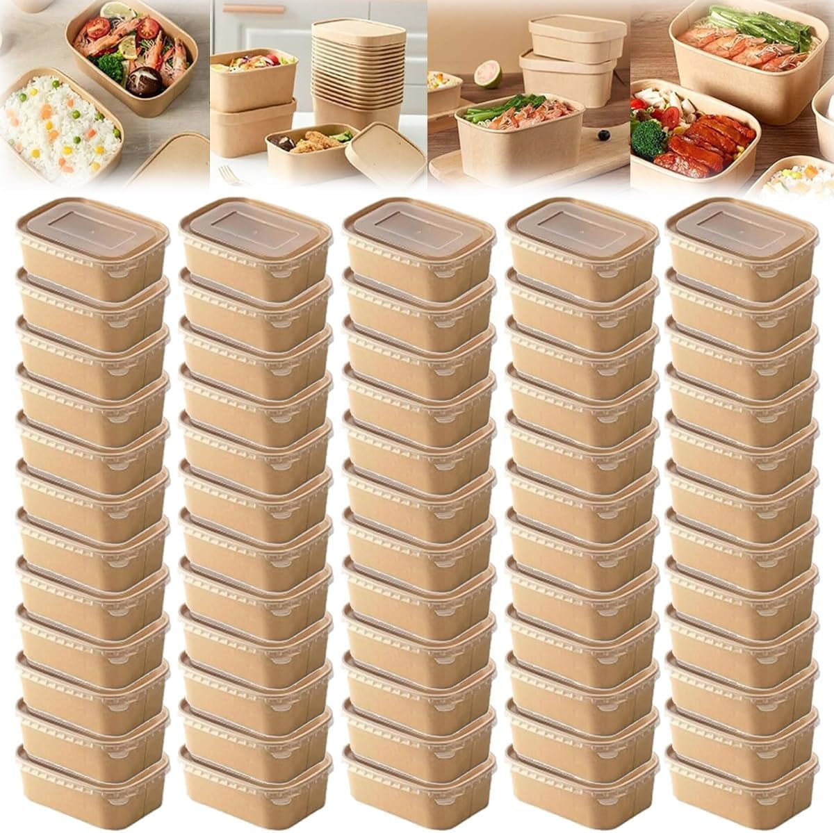 Brown Meal Prep Containers with Lids, Microwavable Meal Prep Containers ...