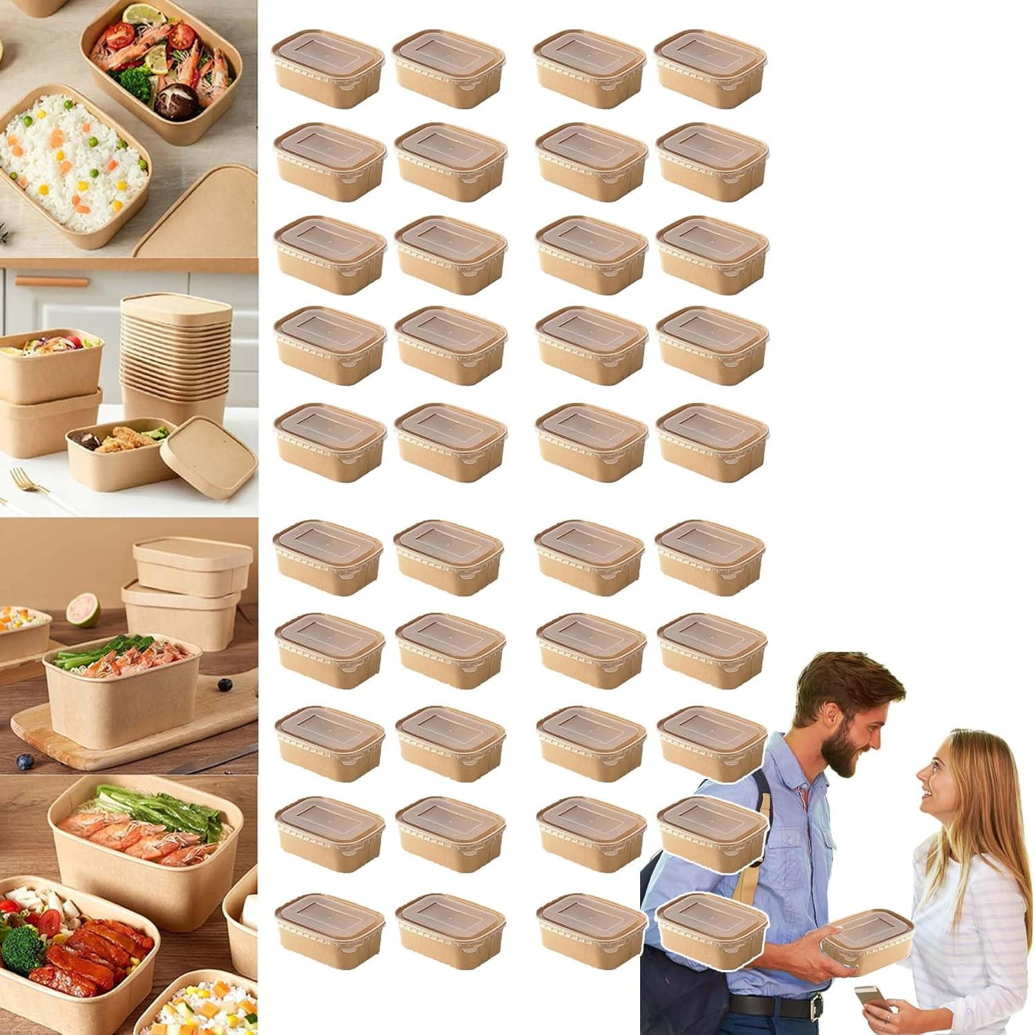 Brown Meal Prep Containers With Lids,2025 New Paper Meal Prep ...